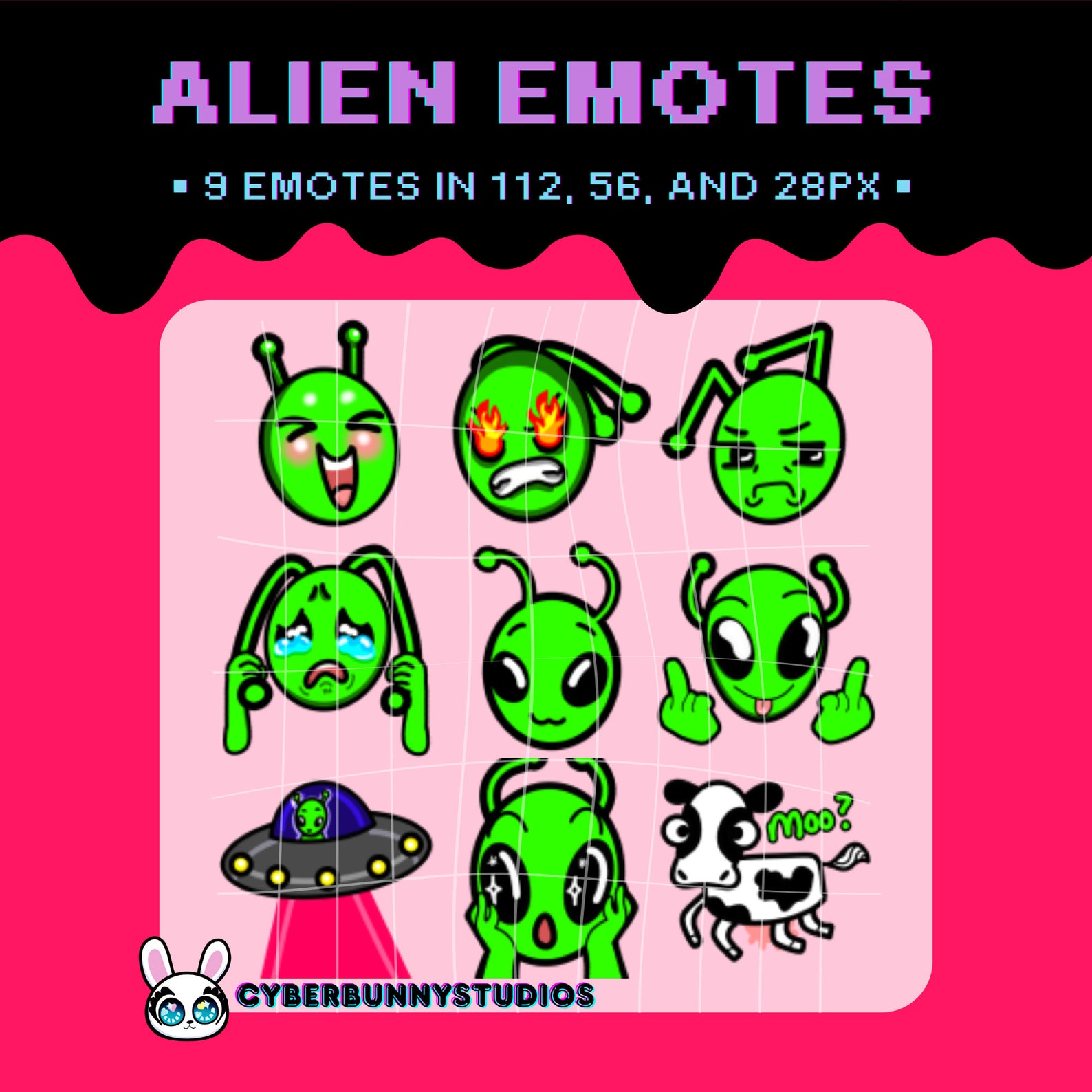 Alien Emote Pack for Twitch/discord/youtube | Custom Twitch Emotes ...