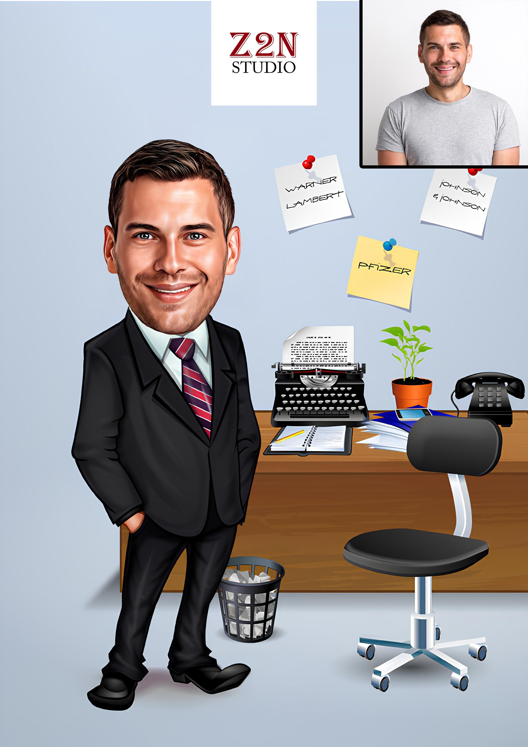Custom Businessman Caricature, Custom Boss Caricature From Photo ...