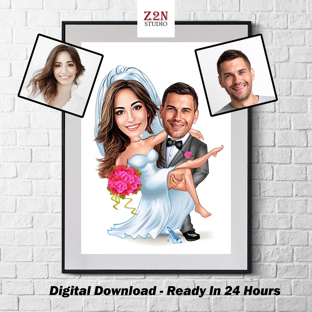 Custom Wedding Caricature From Photo, Married Couple Caricature ...