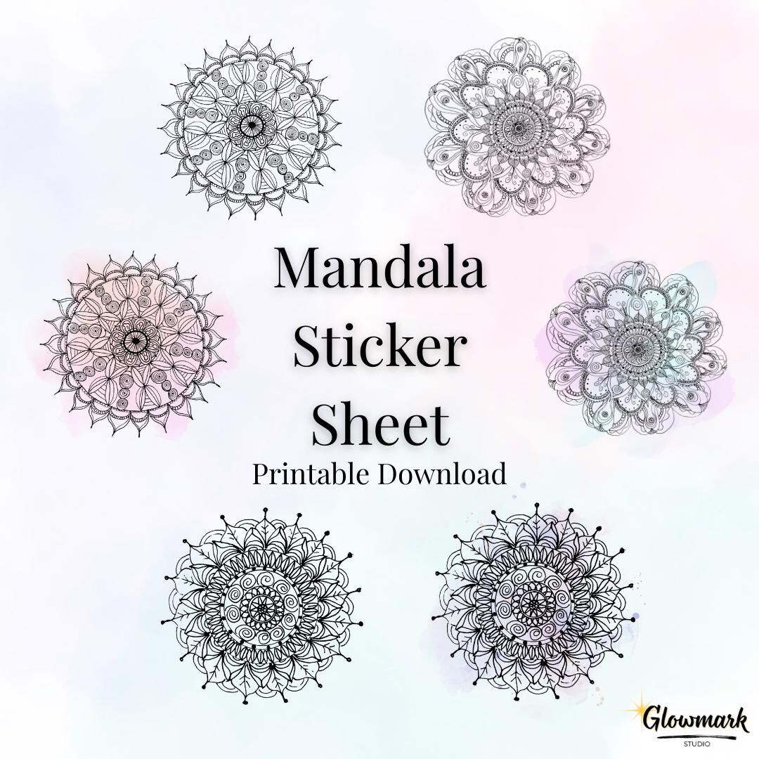 Hand-drawn Mandala Stickers 1 Inch Round Planner Stickers Mixed Line ...