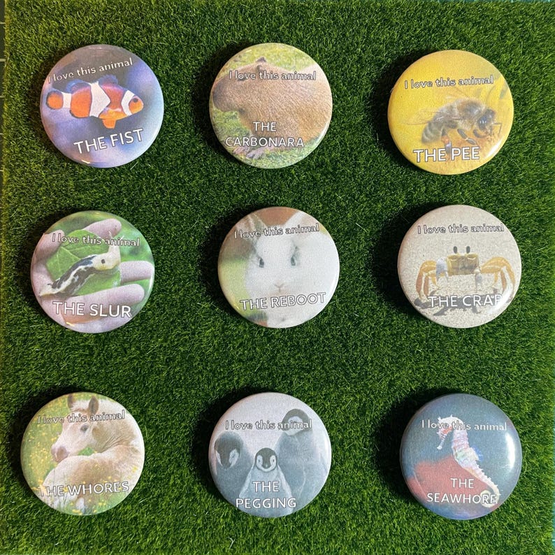 I Love This Animal Silly Funny Animal Pinback Buttons Misspelled - Etsy