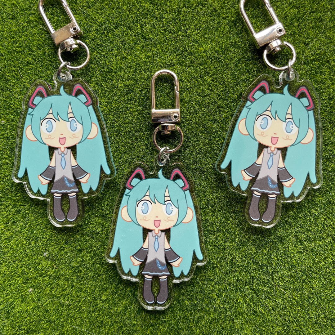 Hatsune Miku Keychain | Acrylic VOCALOID Blue Hair Anime Singer ...