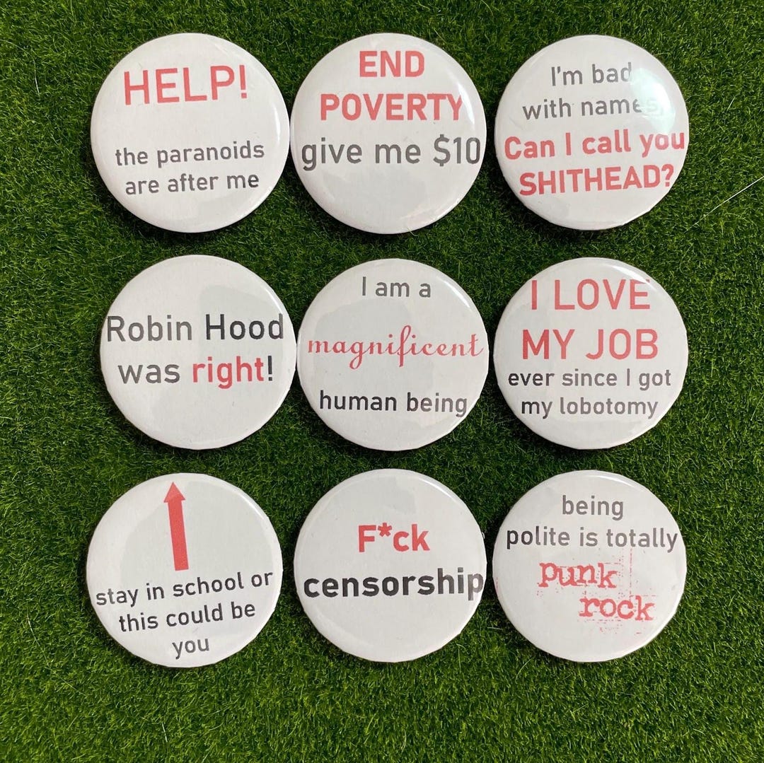 Silly Funny Quotes #2 | Metal Pins With Red and Black Text - Etsy