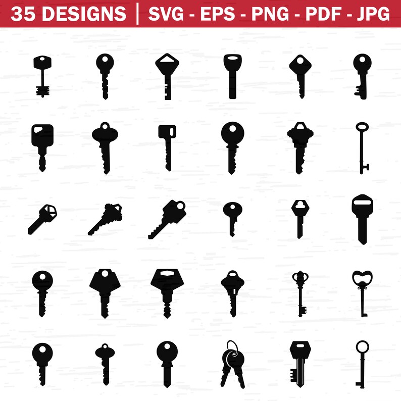Door Key Svg Bundles, Key Clipart, Key PNG, Vintage Key, Locker Key ...