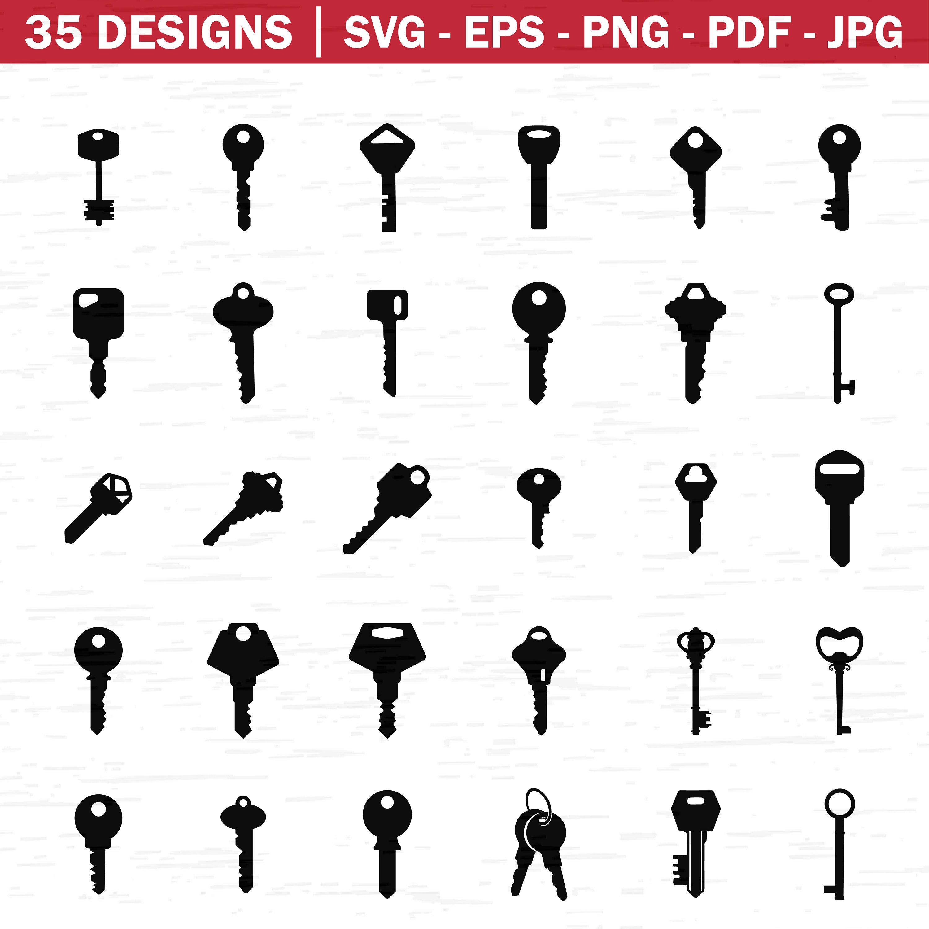 Door Key Svg Bundles, Key Clipart, Key PNG, Vintage Key, Locker Key ...