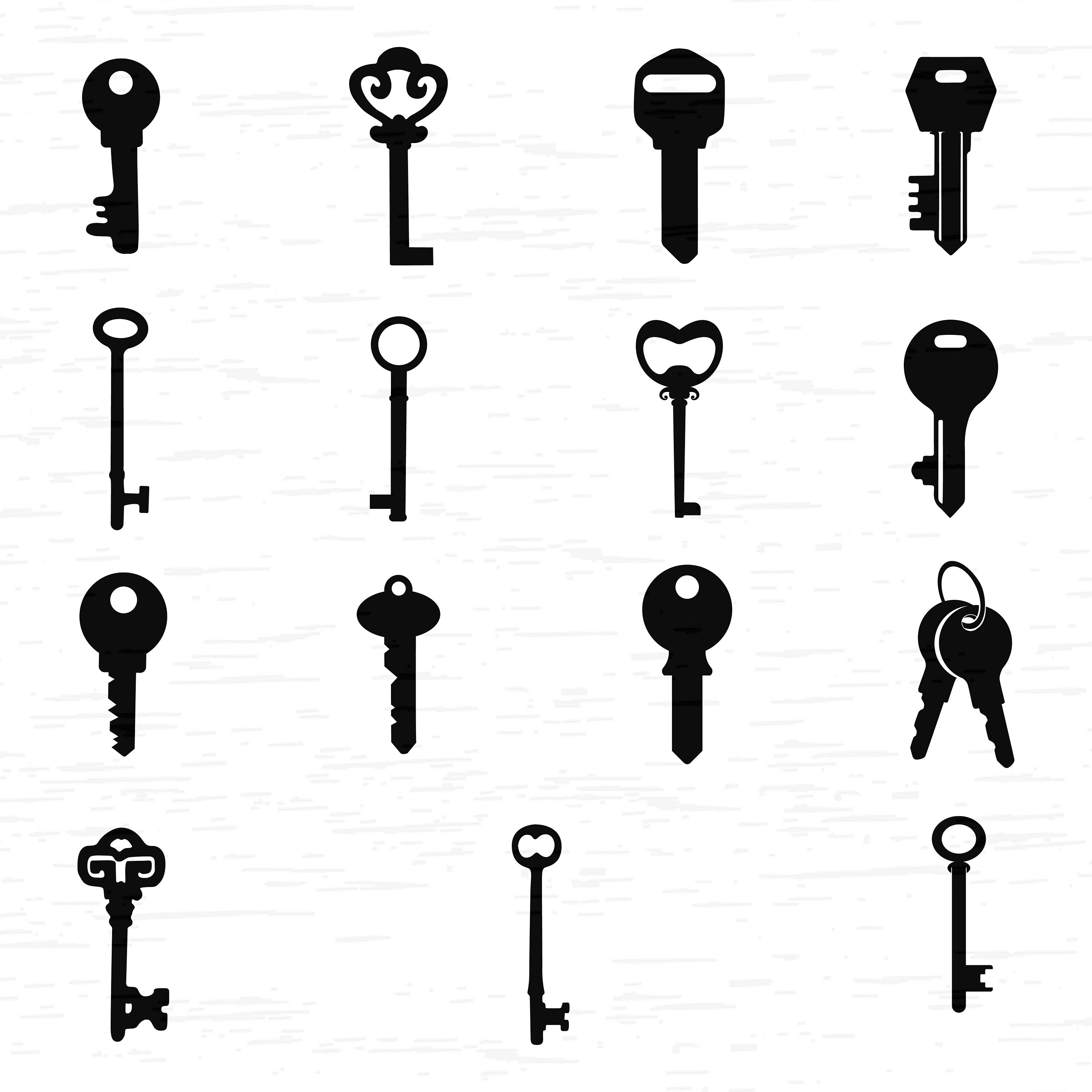 Door Key Svg Bundles, Key Clipart, Key PNG, Vintage Key, Locker Key ...