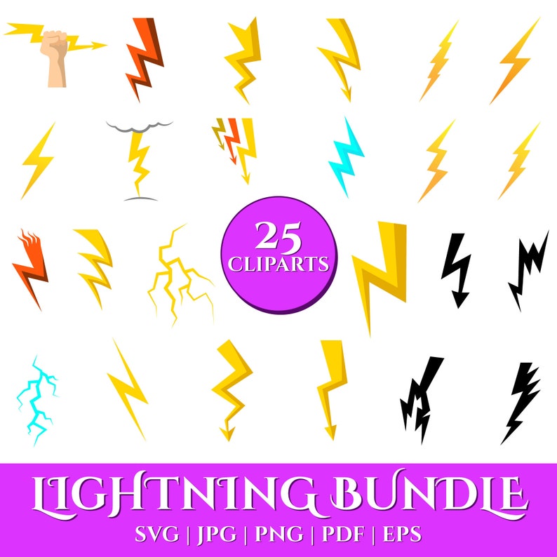Lightning Svg Bundles, Thunder Svg, Cloud Burst Lightning Bolt Svg ...