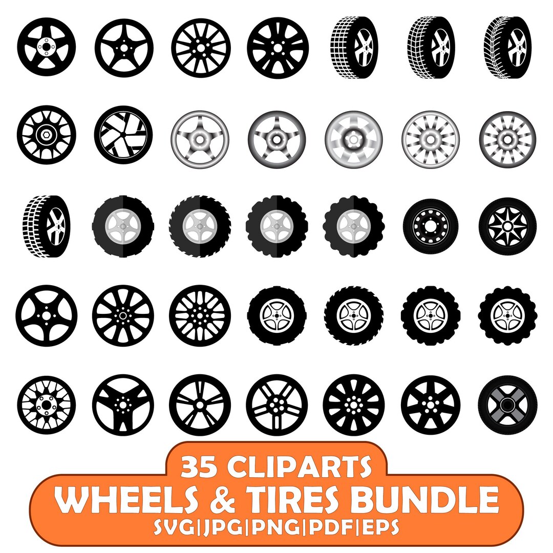 Tire Svg Bundles, Tire Clipart, Tire PNG, Car Tires Svg, Truck Tires ...