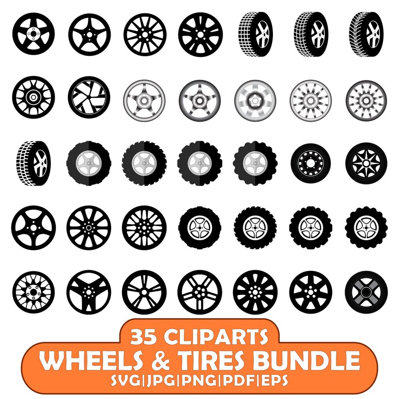 Tire Svg Bundles, Tire Clipart, Tire PNG, Car Tires Svg, Truck Tires ...