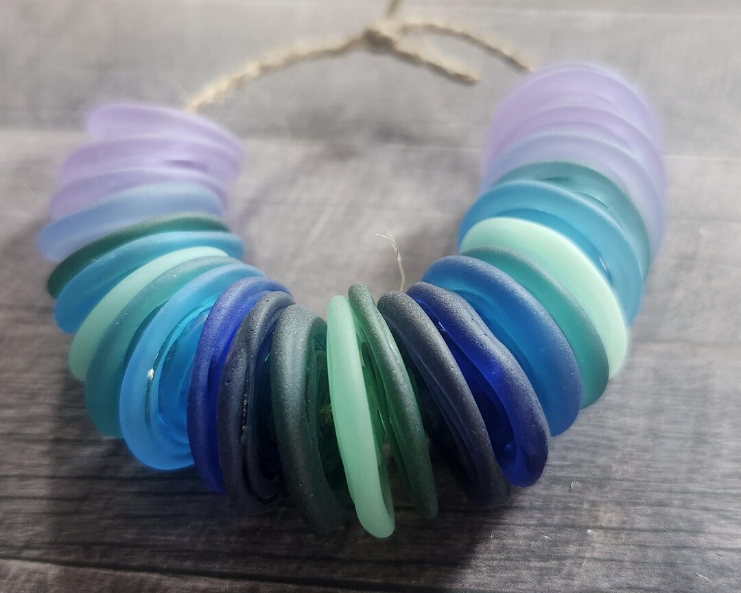 Mixed Frosted Discs - Handmade Lampwork Glass Beads Set of 25 - Etsy