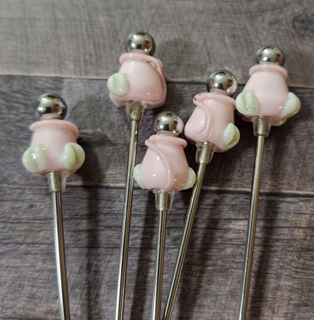 Pink Roses Cocktail Picks, Martini Picks, 5 Piece Set, Holiday Party ...