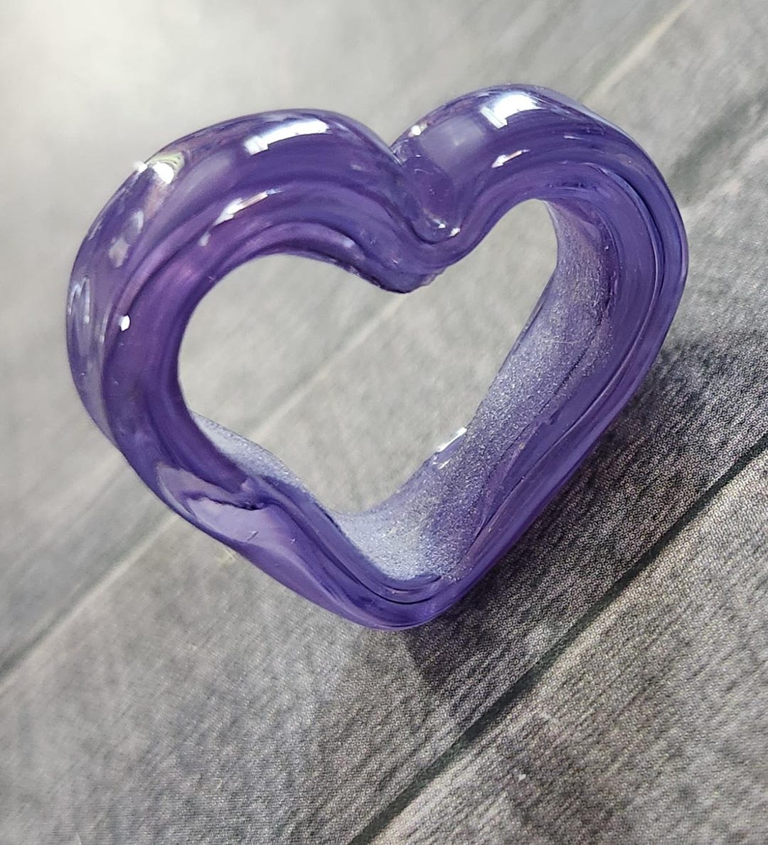 Purple Open Heart Handmade Lampwork, Large Hole Bead for Jewelry ...