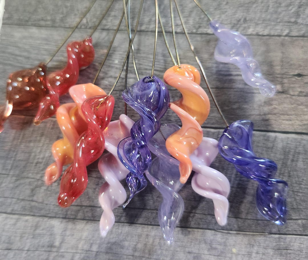 Twisty Lampwork Head Pins, Buy 10 Get One Free, Sunset - Etsy