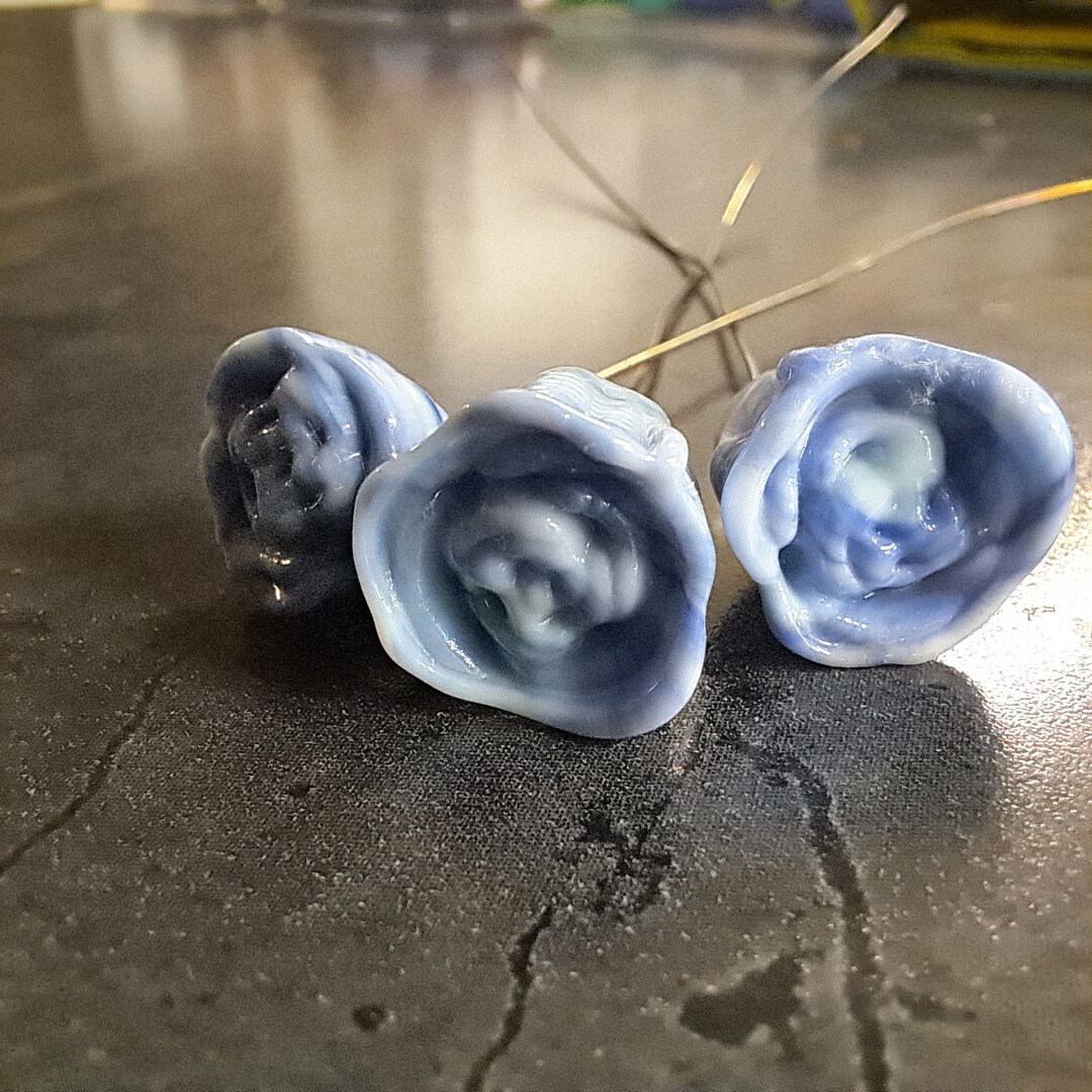 Handcrafted Blueberry Rose Floral Lampwork Headpins Set of 4 - Etsy