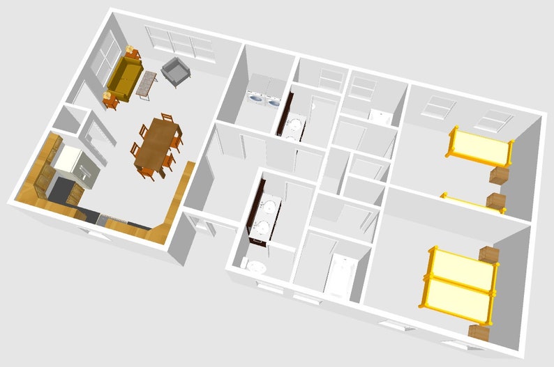 28x50 Floor Plan for a Ranch Style House With an Open Concept Layout ...