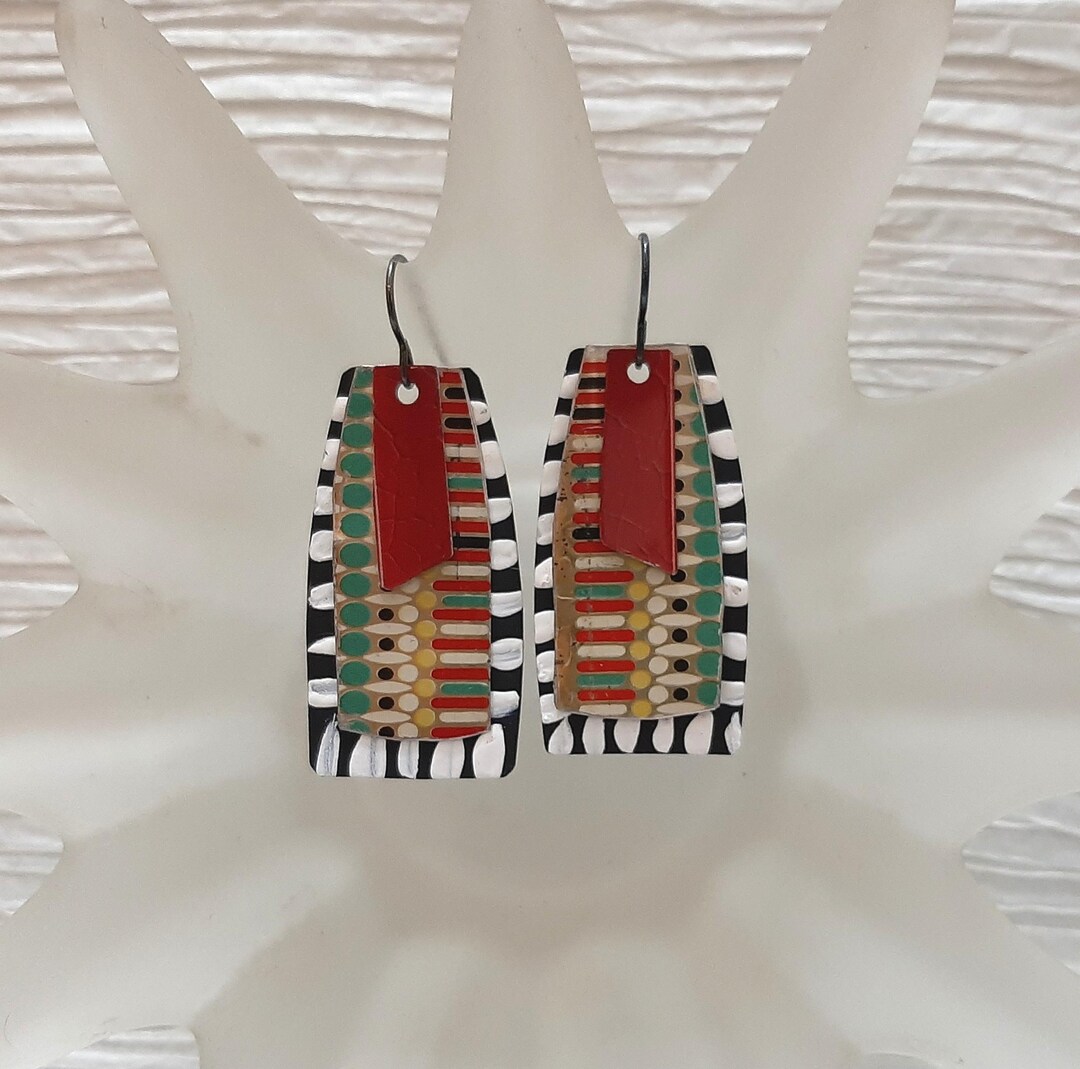 Tribal Vibes - Vintage Bohemian Tin Hand Painted Upcycled Tin Layered ...