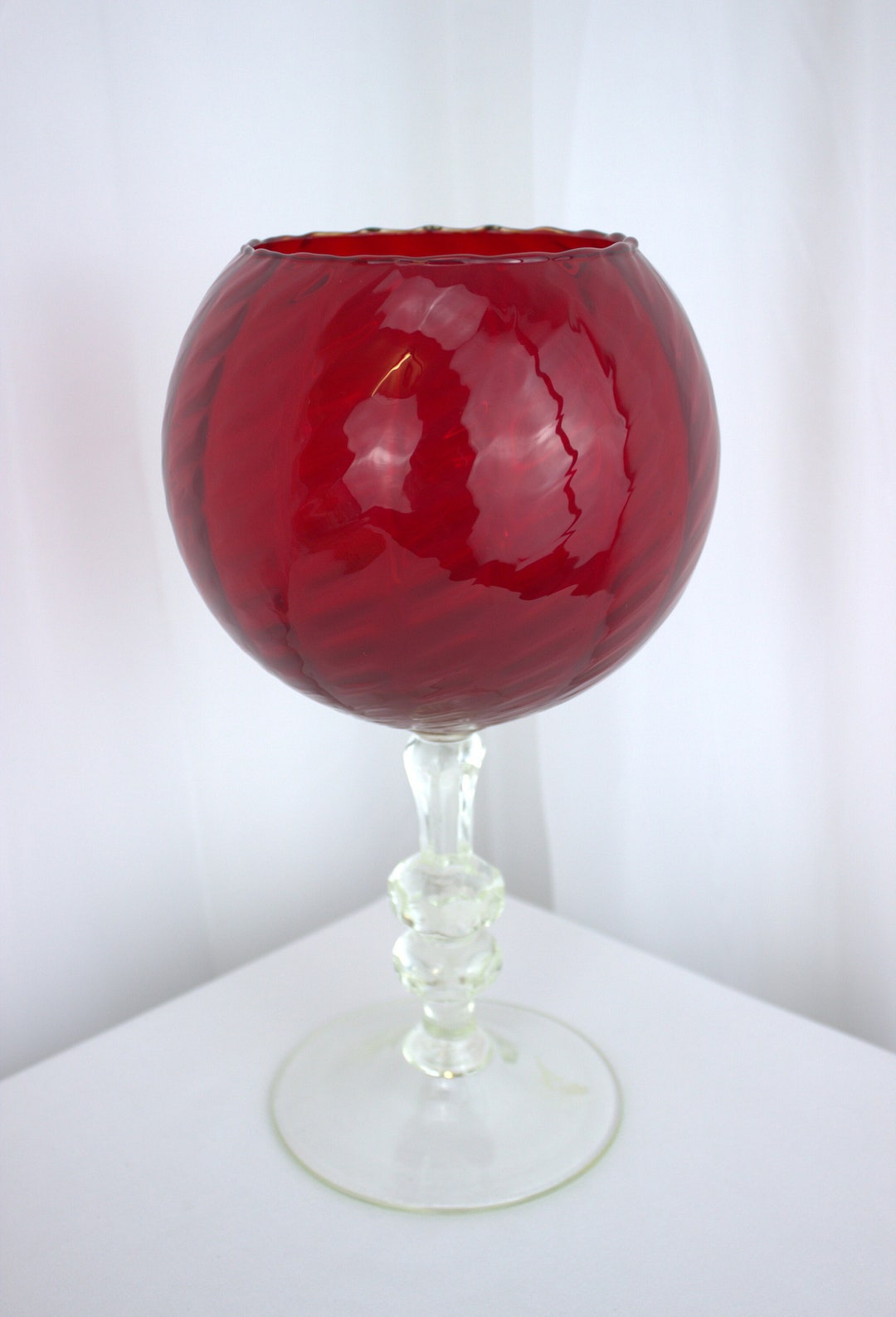 Tall Ruby Red Retro Glass Display 11.5 Inches Tall X 6 Inches Wide - Etsy