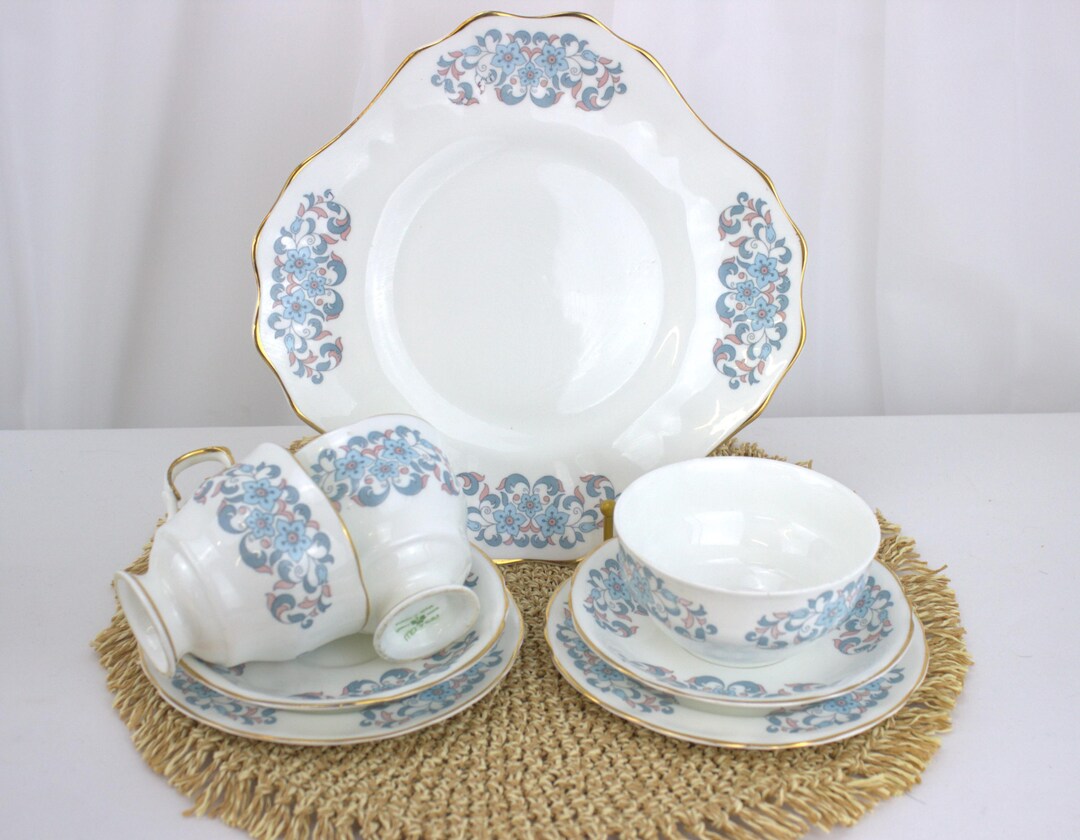 Elegant Arklow Fine China Tea Set Pink and Blue Floral Delight Made in ...