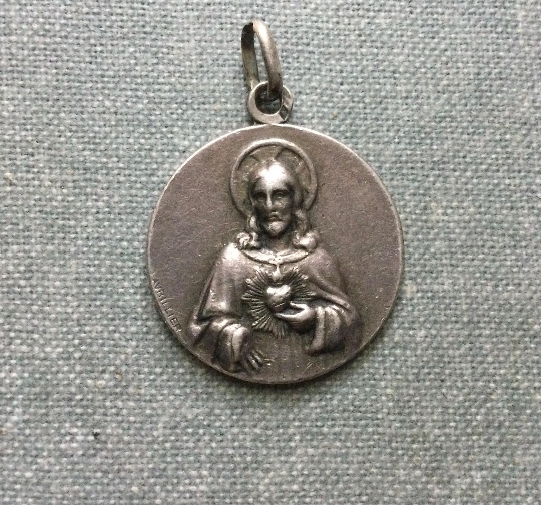 Sacred Heart of Jesus & Crowned Virgin Marie Antique French Religious ...