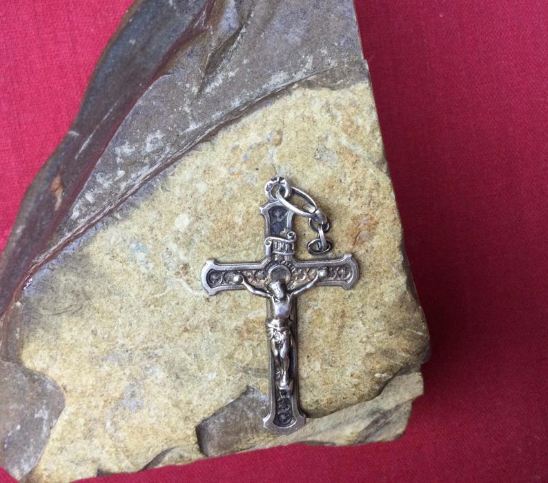 Antique French Sterling Silver Crucifix Cross Pendant Hallmarks ...