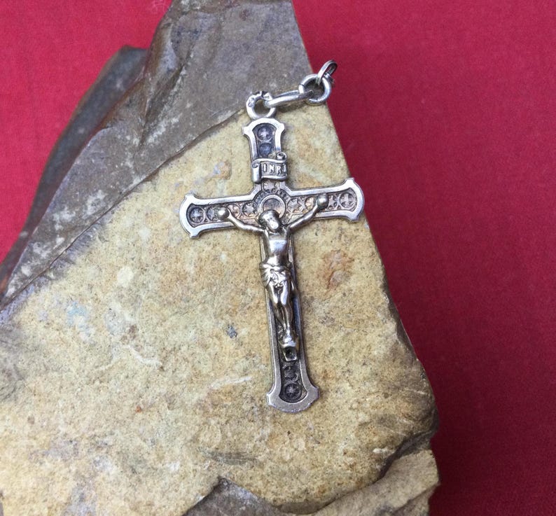 Antique French Sterling Silver Crucifix Cross Pendant Hallmarks ...
