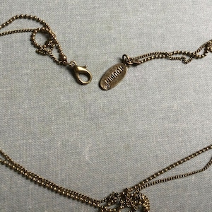 H DUBIN Vintage Long Brass Double Different Chains Necklace Feather and ...