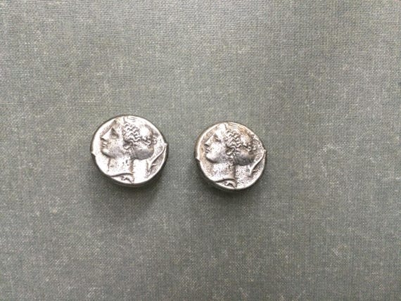 ALVA STUDIOS Vintage 1960s Greek Head Coins Earring C… - Gem