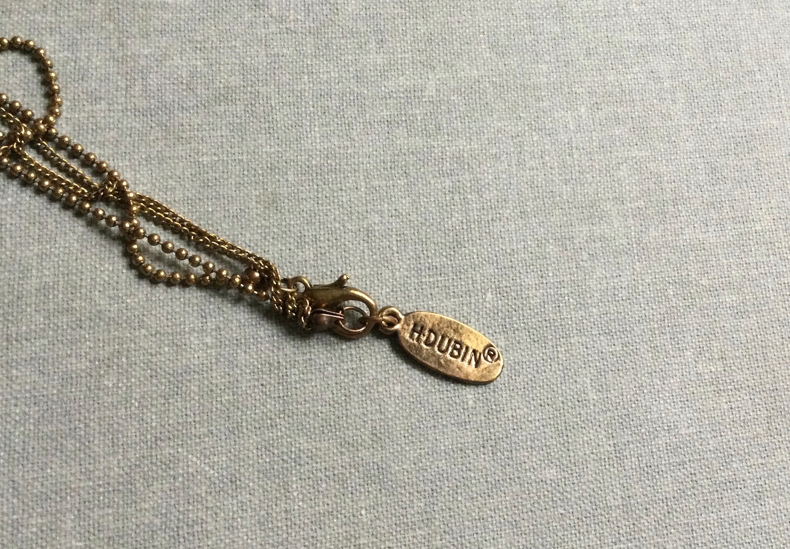 H DUBIN Vintage Long Brass Double Different Chains Necklace Feather and ...