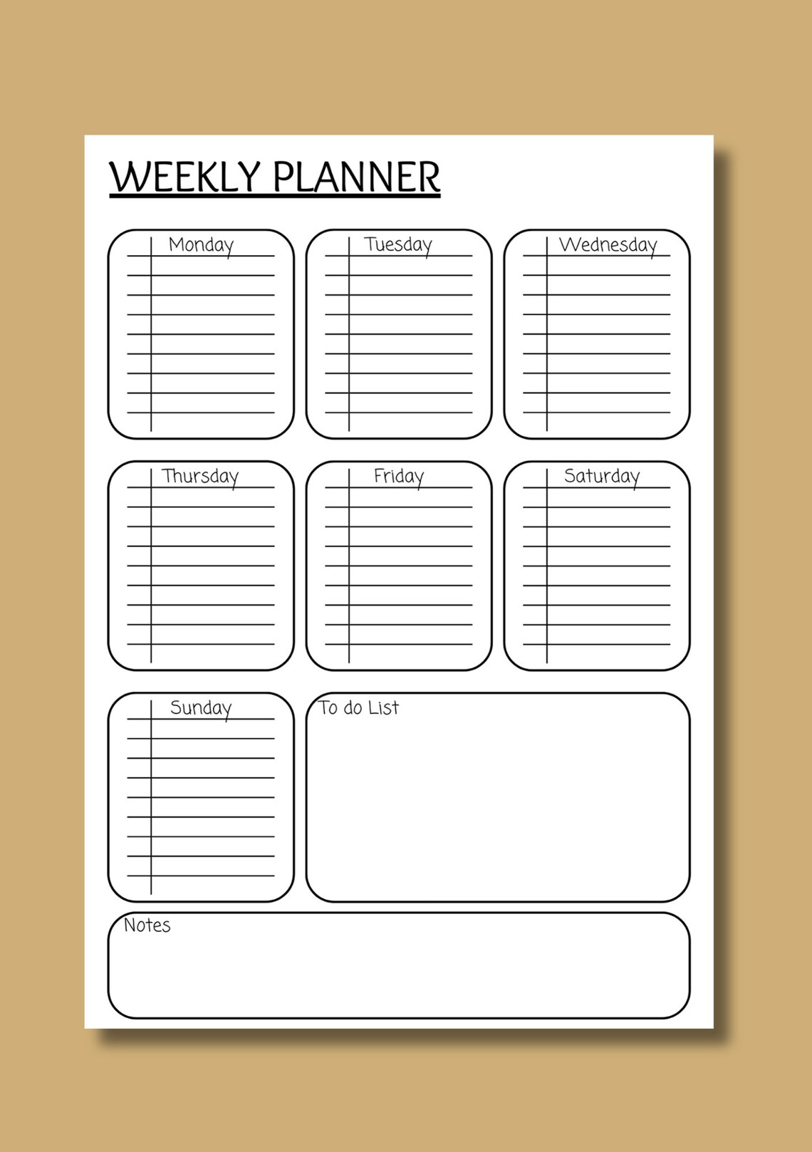 Simple Weekly Printable Digital Planner - Etsy