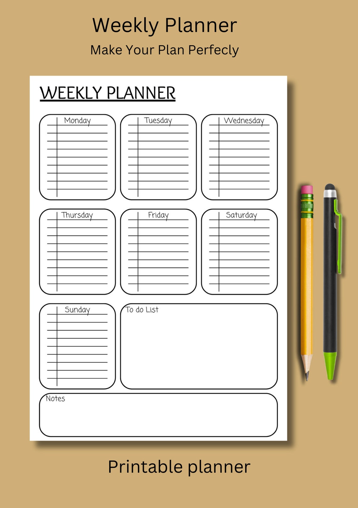 Simple Weekly Printable Digital Planner - Etsy