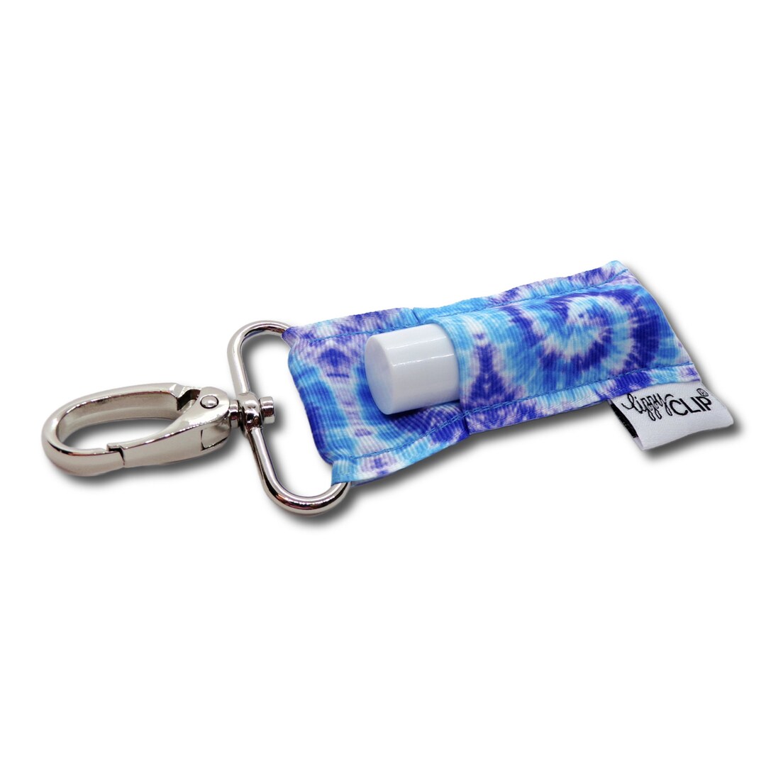 Blue Tie Dye Lippyclip® Lip Balm Holder for Chapstick, Clip-on Keychain ...