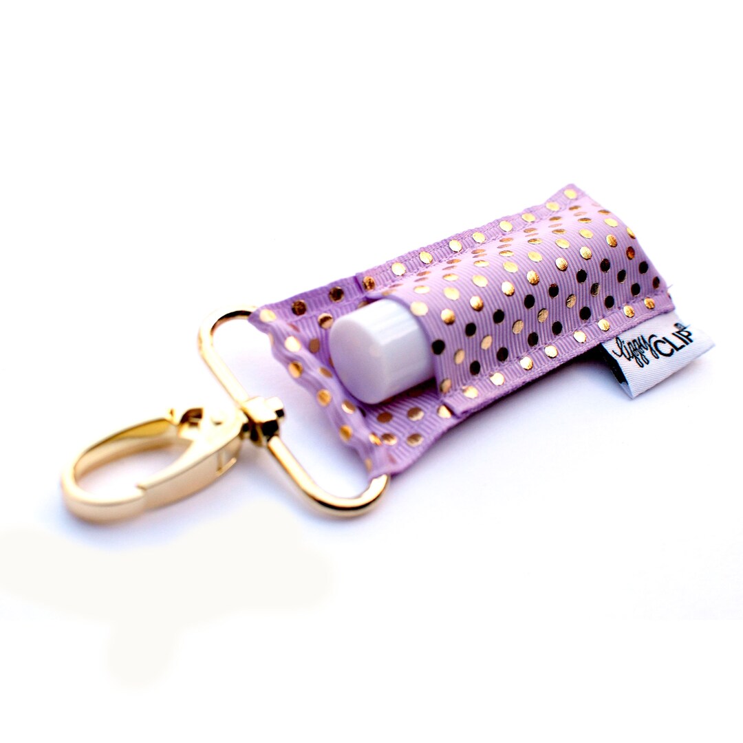 Lavender Gold Dots Lippyclip® Lip Balm Holder for Chapstick, Clip-on ...