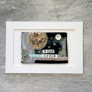 Moon Lover Mini Textile Collage Artwork - Etsy