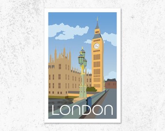 London England Vintage Travel Poster - Etsy