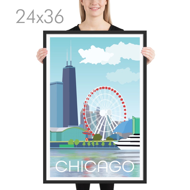 Framed Chicago Illinois Poster - Etsy