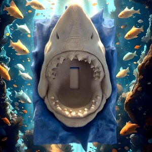 3D Printed Shark Switch Plate, Shark Switch Cover, Ocean Wall Decor for ...