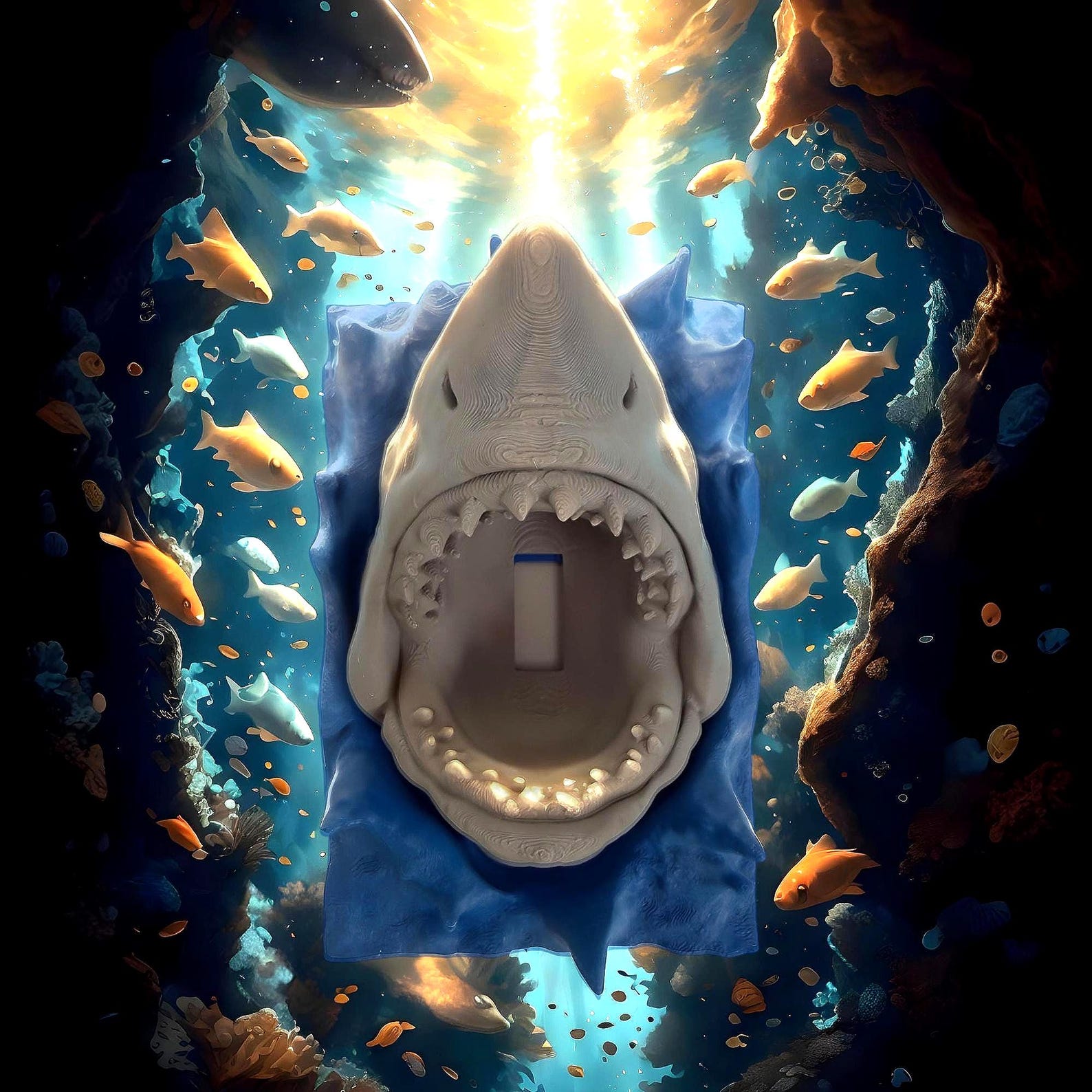 3D Printed Shark Switch Plate, Shark Switch Cover, Ocean Wall Decor for ...