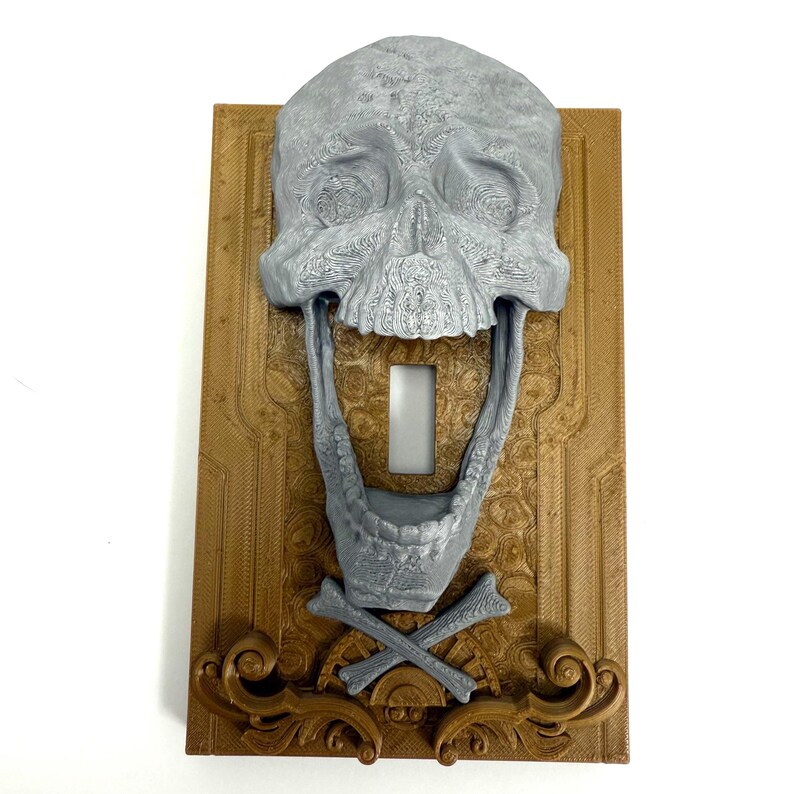 3D Printed Creepy Skull Face Light Switch Plate for Halloween or ...