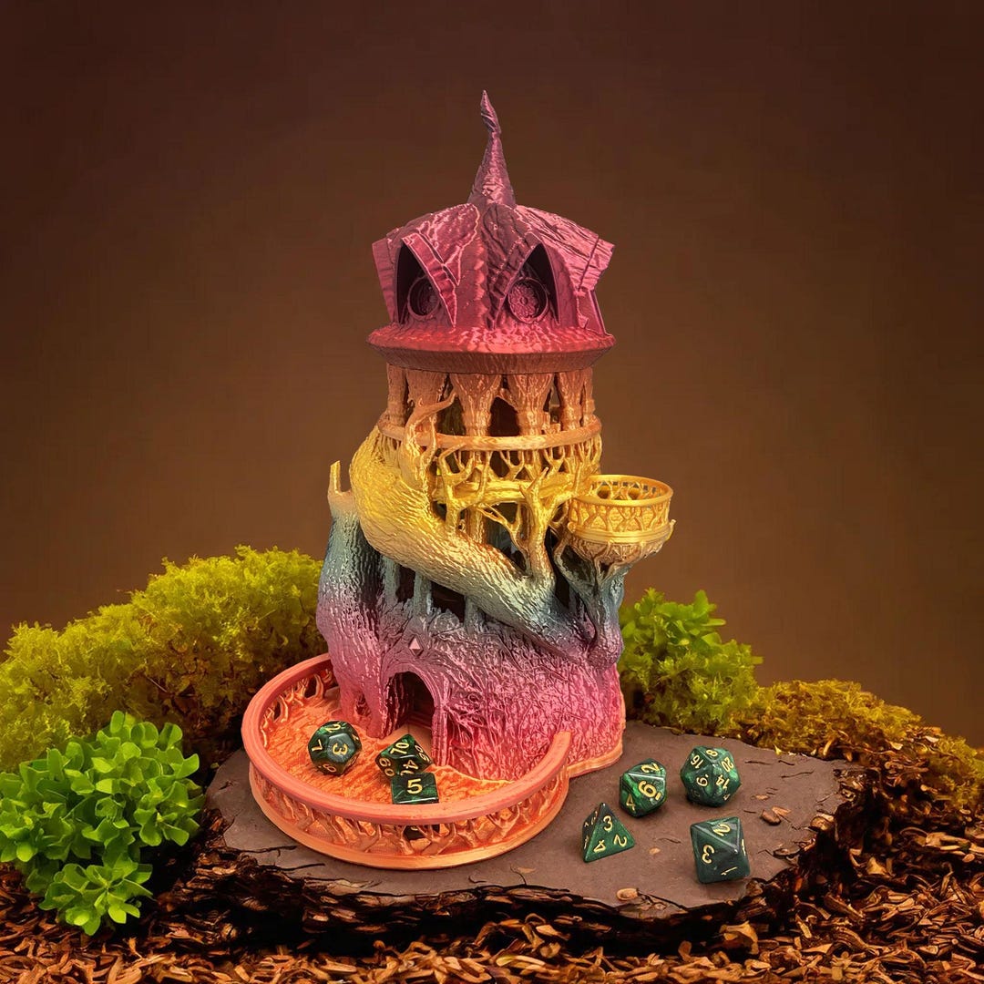 Druid Dice Tower for DND, 3D Printed Rainbow Dice Towers, Dungeons and ...
