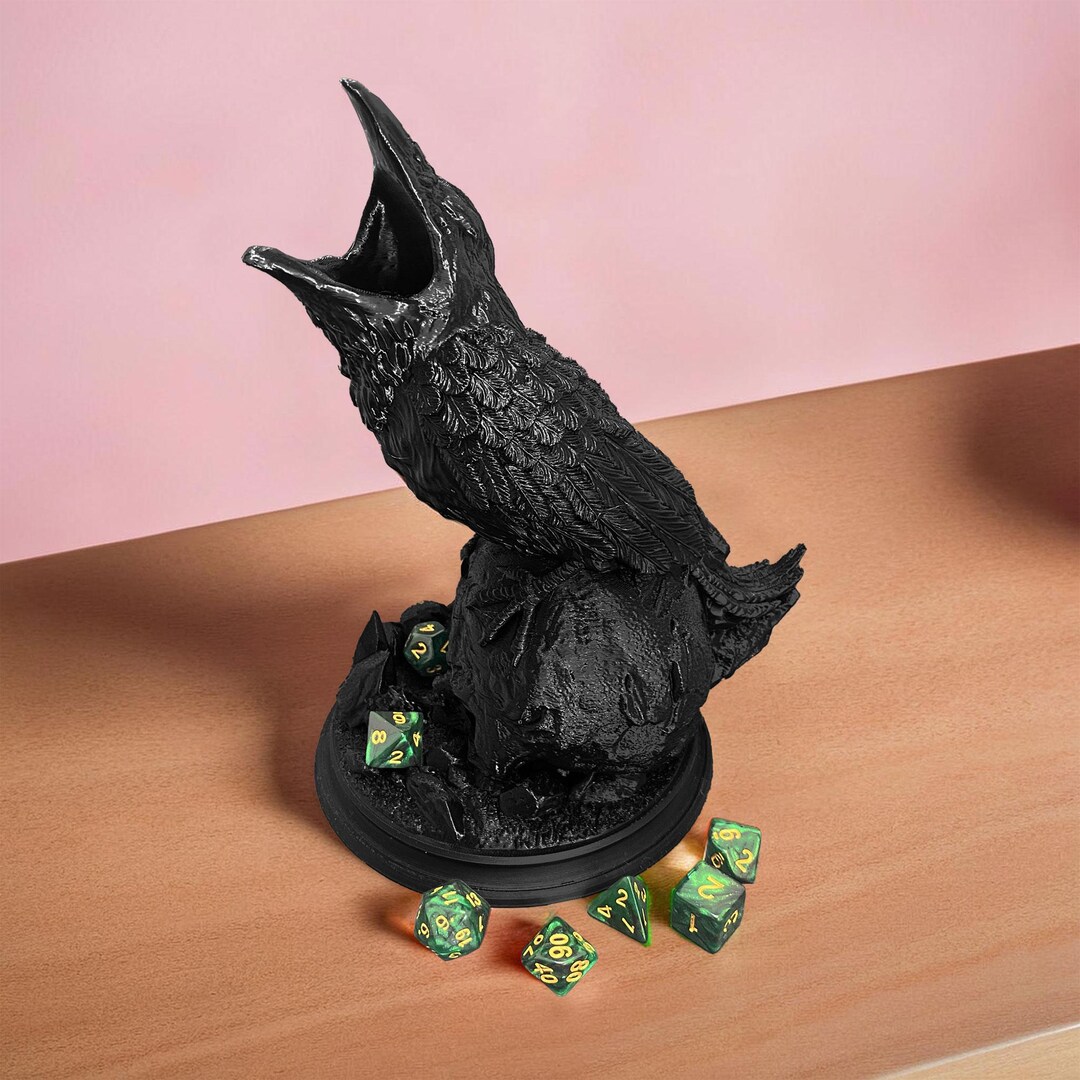 Raven Dice Tower, DND Black Crow Dice Roller, Gothic Tabletop Gaming ...