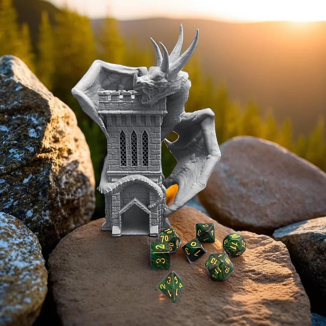 Wyvern Dice Tower for Dungeons and Dragons, Ready to Paint Dice Roller ...