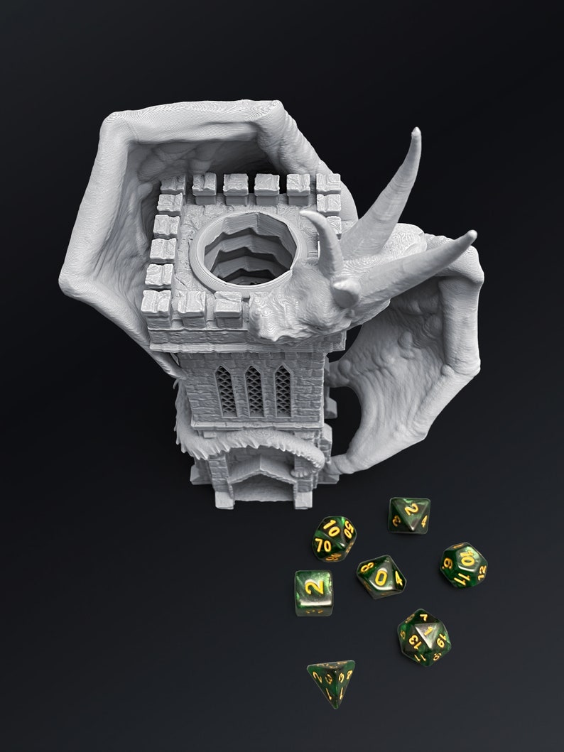 Wyvern Dice Tower for Dungeons and Dragons, Ready to Paint Dice Roller ...