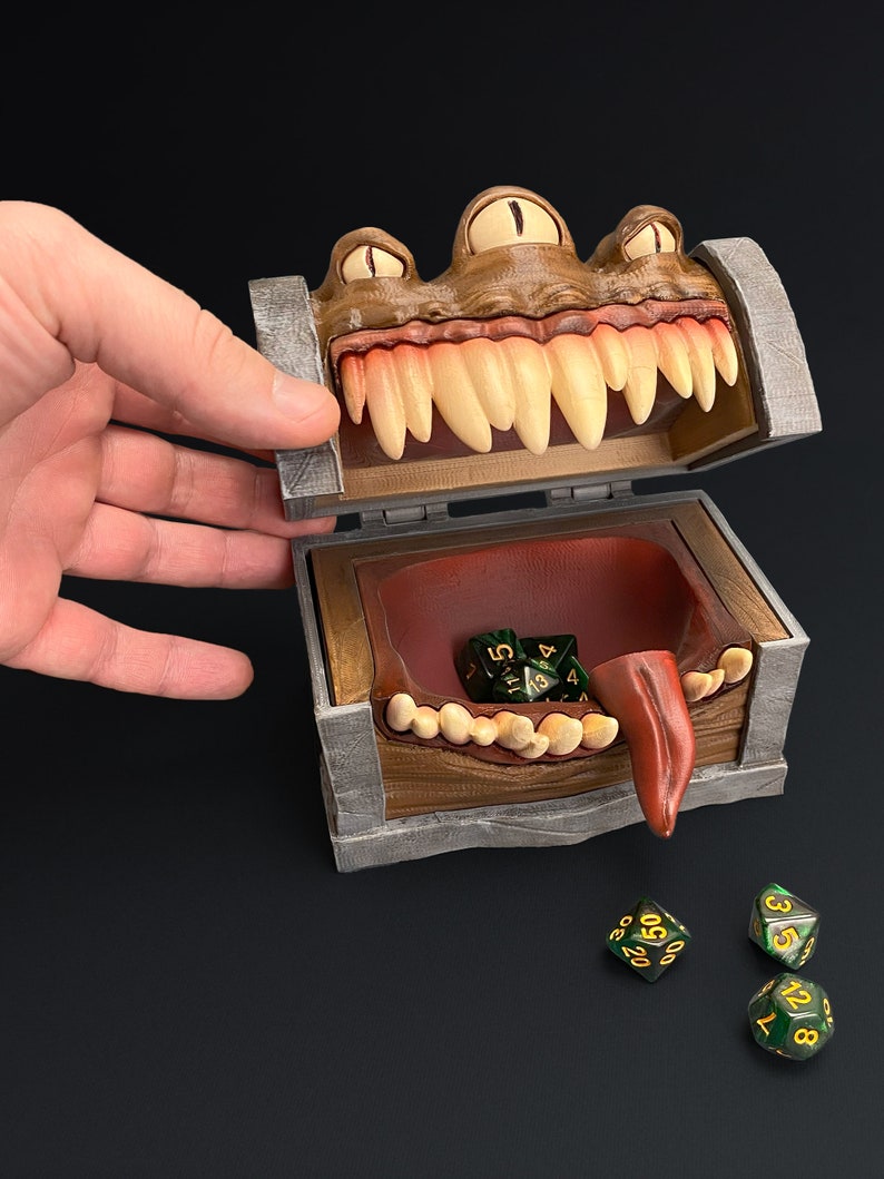 3D Printed Mimic Dice Box, D&D Tabletop Gaming Organizer - Etsy