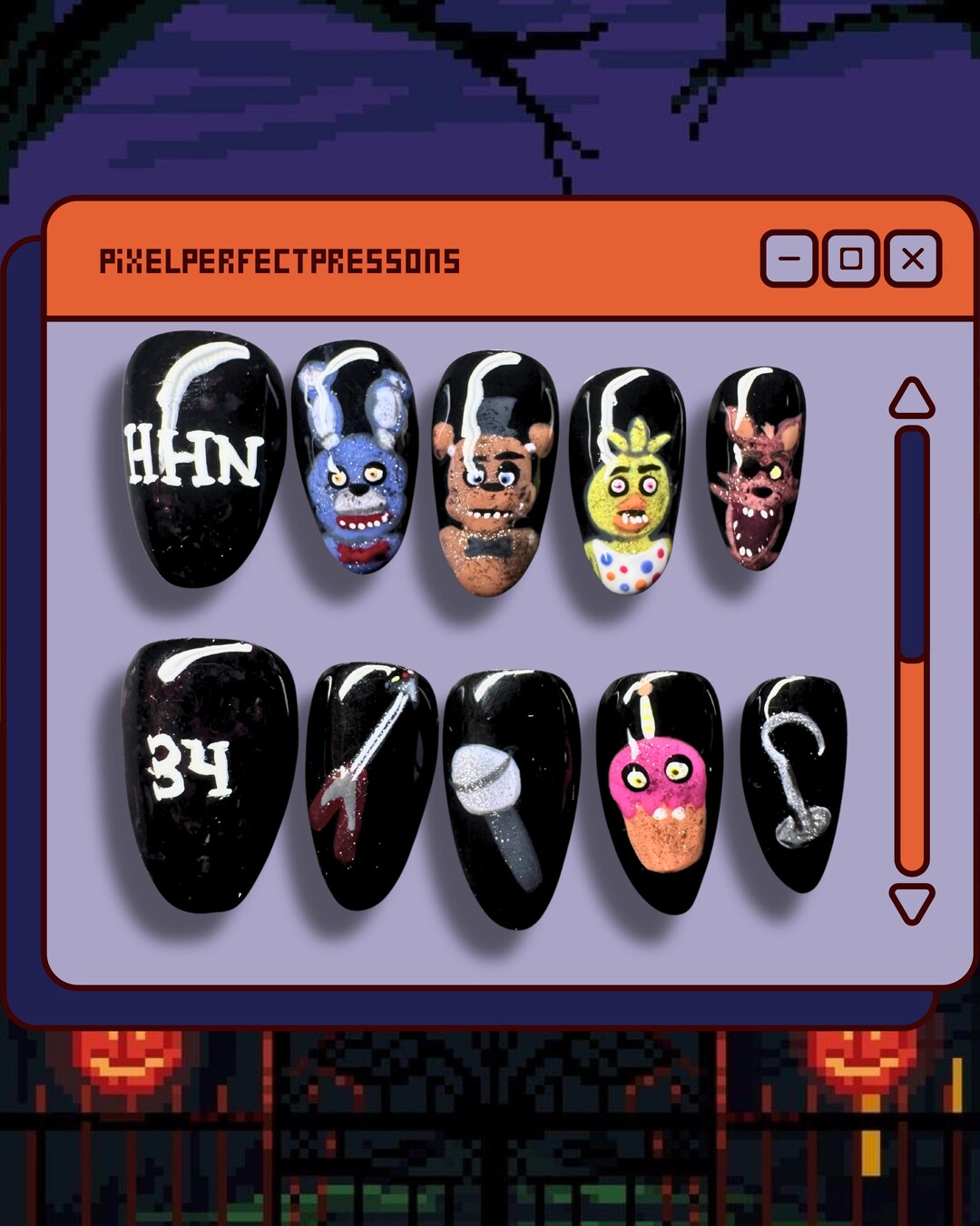 FNAF Characters Nail Set | Reusable and Hand Painted Unique Press on ...