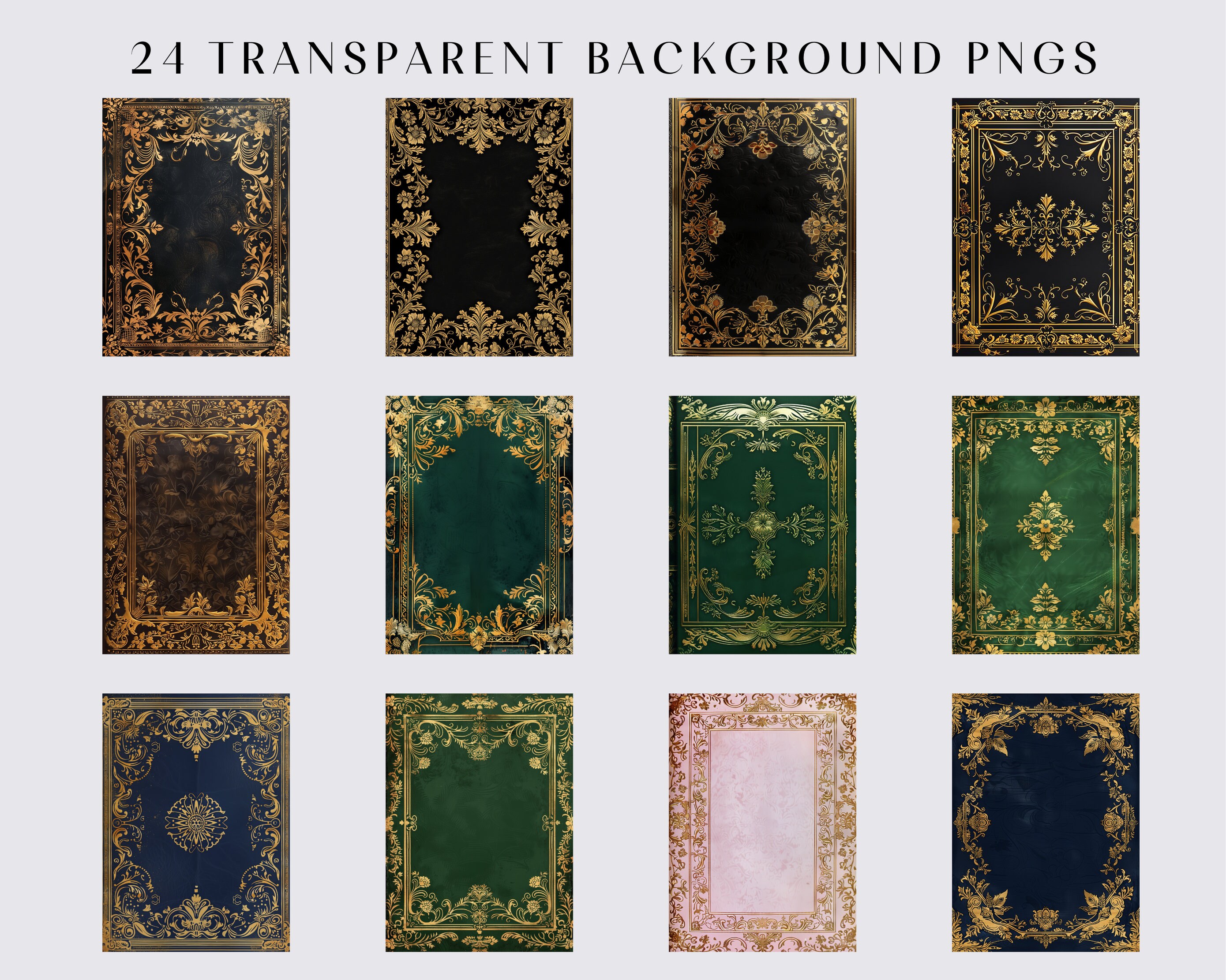 Ornate Gold Book Covers, Printable Decorative Book Covers 8.5 X 11 ...