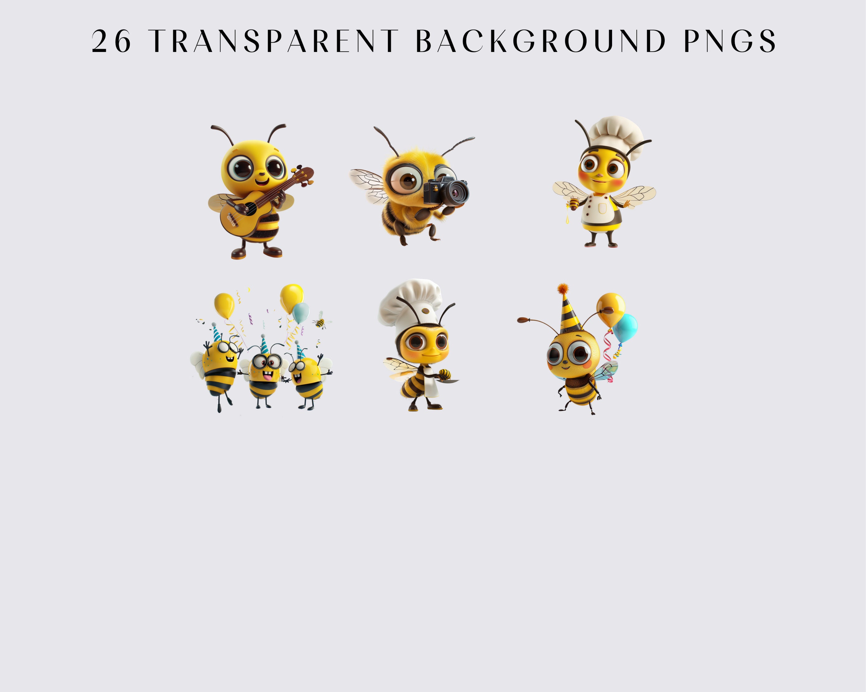 Bee Clipart, Cute Honey Bee, 26 PNG Insect Clipart Floral Bee, Spring ...