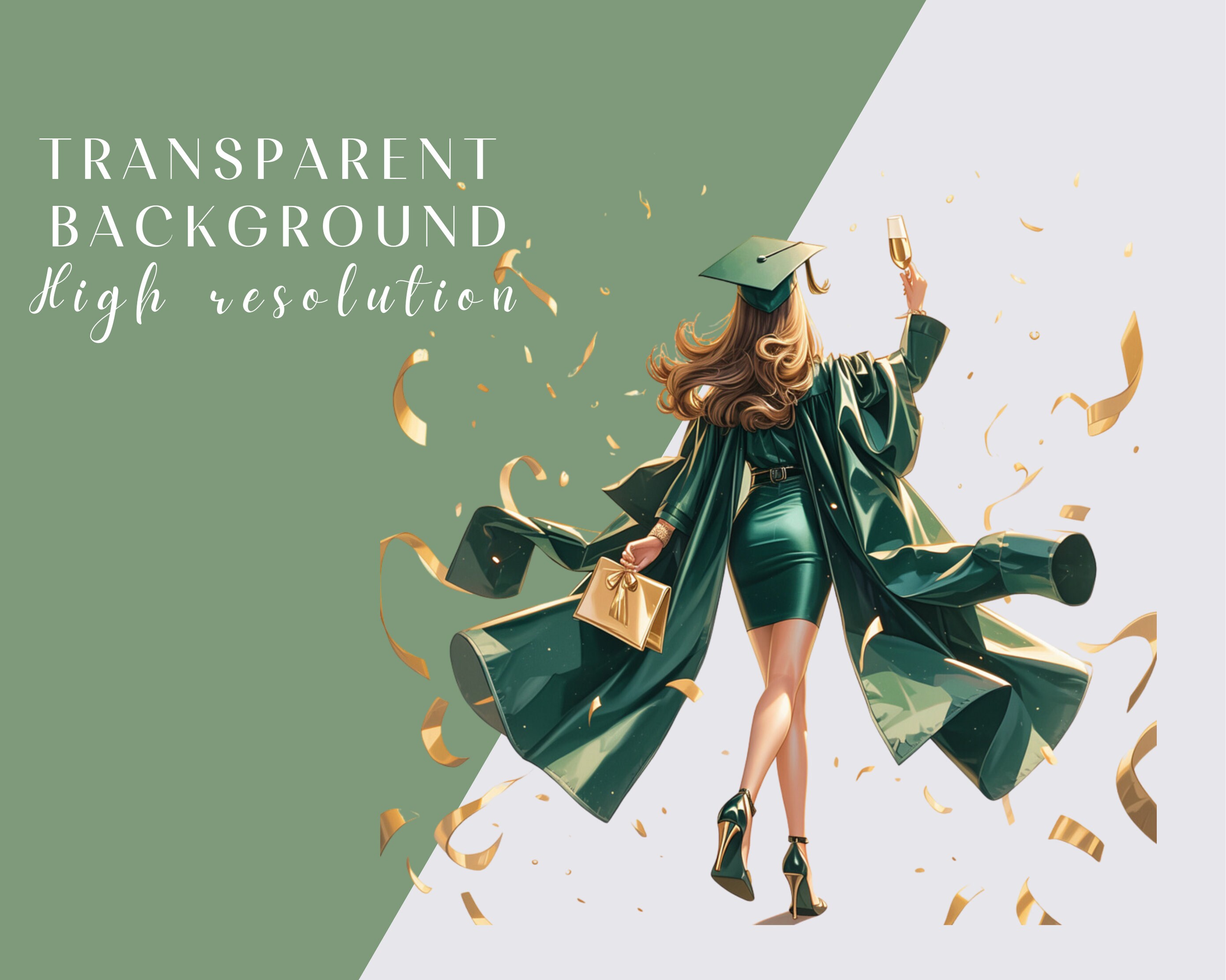 Watercolor Graduation Clipart, Girl Graduation Bundle, 20 PNG ...