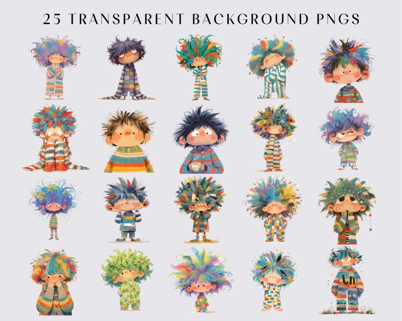 Whimsical Boys Clipart, Quirky Boy Clipart, Cute Kids Graphics PNG ...