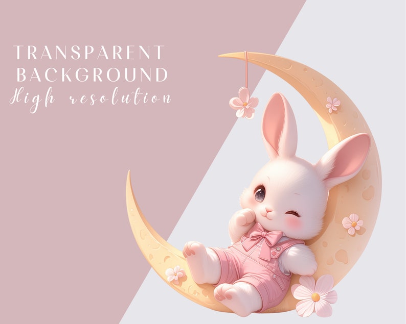 Watercolor Pink Baby Bunny Clipart Bundle, Baby Girl, 28 Transparent ...
