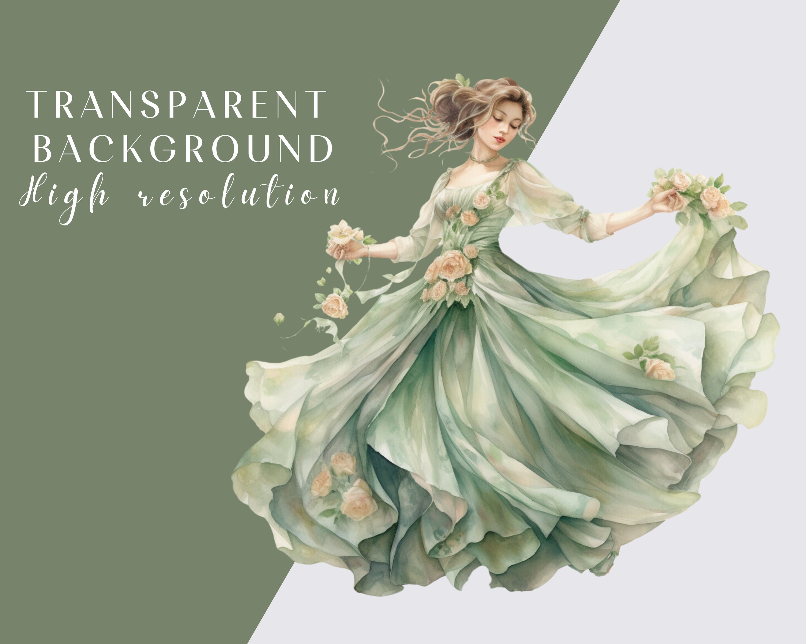 31 Renaissance Lady Vintage Watercolor Clipart, Transparent PNG ...